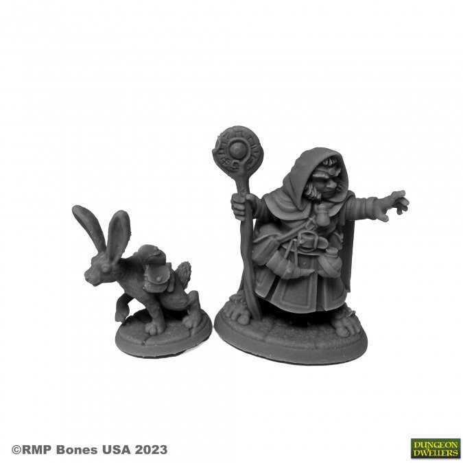 2 x HALFLING DRUID & COMPANION - BONES REAPER figurine miniature hobbit ...