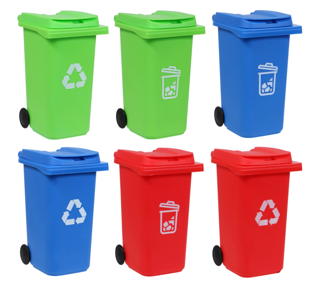 Red And Blue Recycle Bins