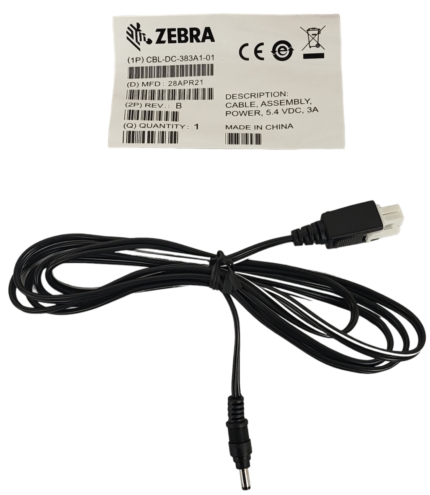 NEW Zebra CBL-DC-383A1-01 Power Cable Assembly for 4 Slot Cradle Black ...