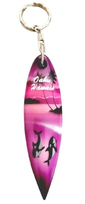 Oahu Hawaii Surfboard Keychain Tropical Island Ocean Sunset Souvenir ...