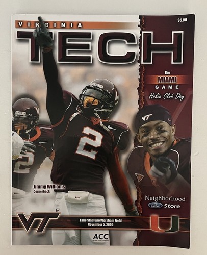 JIMMY WILLIAMS VIRGINIA TECH HOKIES GAME PROGRAM MIAMI 11/5/2003 | eBay