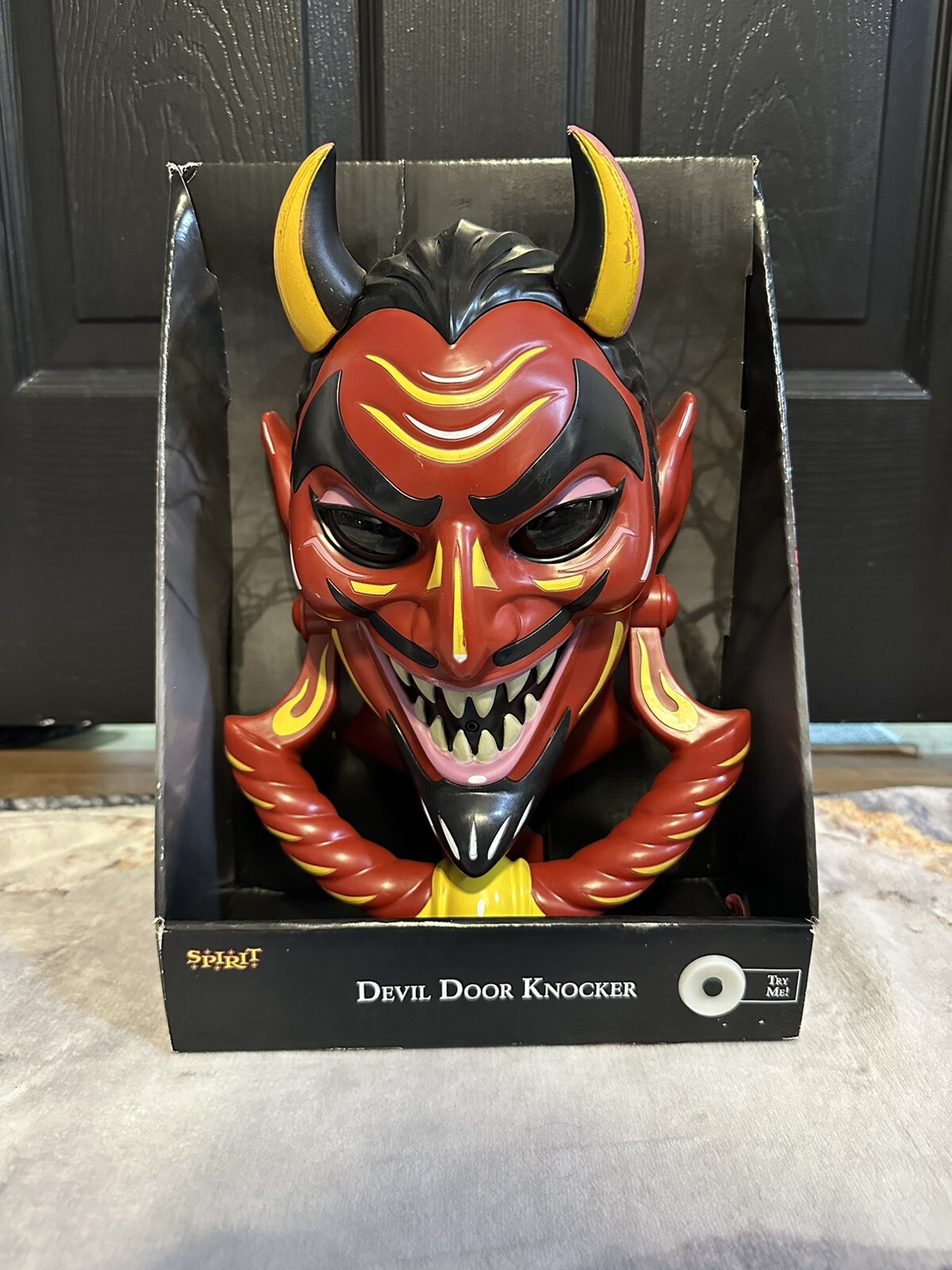 Spirit Halloween Devil Door Knocker Works Great Lights Sound Animated ...