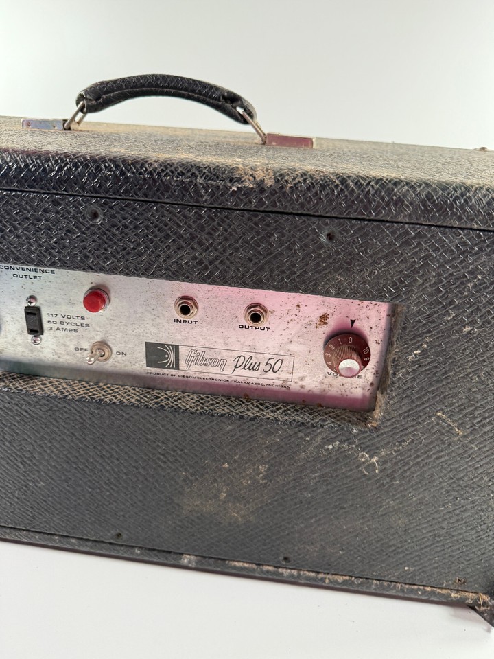1966 Gibson Plus 50 Slave Amp Amplifier aux head 50 Watts REPAIR parts ...