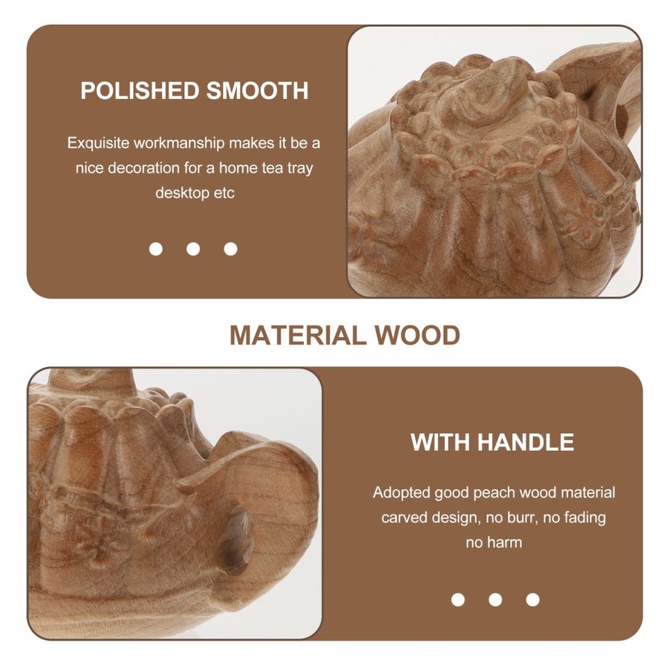 Peach Wood Sculpture Crafts Tea Tray Miniature Teapot Coffee Table ...