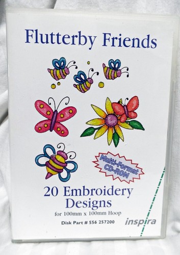 Flutterby Friends 20 Embroidery Designs Inspira Multi-format CD-Rom | eBay
