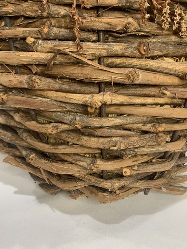 Vintage Decorative Grapevine Wall Hanging Basket Dried Florals 15” Flat ...