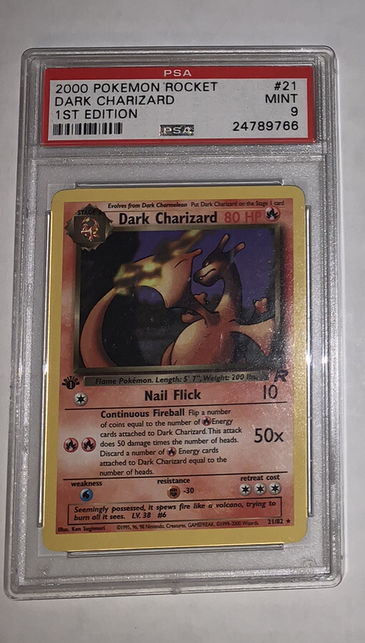1ST EDITION DARK CHARIZARD PSA 9 MINT NON HOLO POKEMON TCG ROCKET SET ...