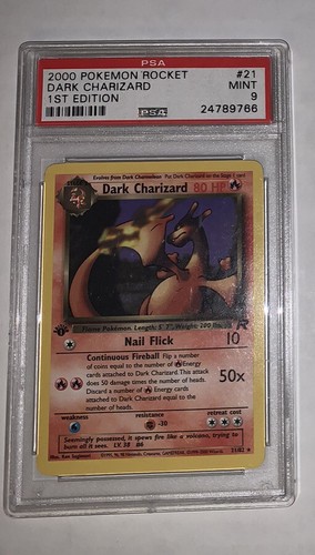 1ST EDITION DARK CHARIZARD PSA 9 MINT NON HOLO POKEMON TCG ROCKET SET ...