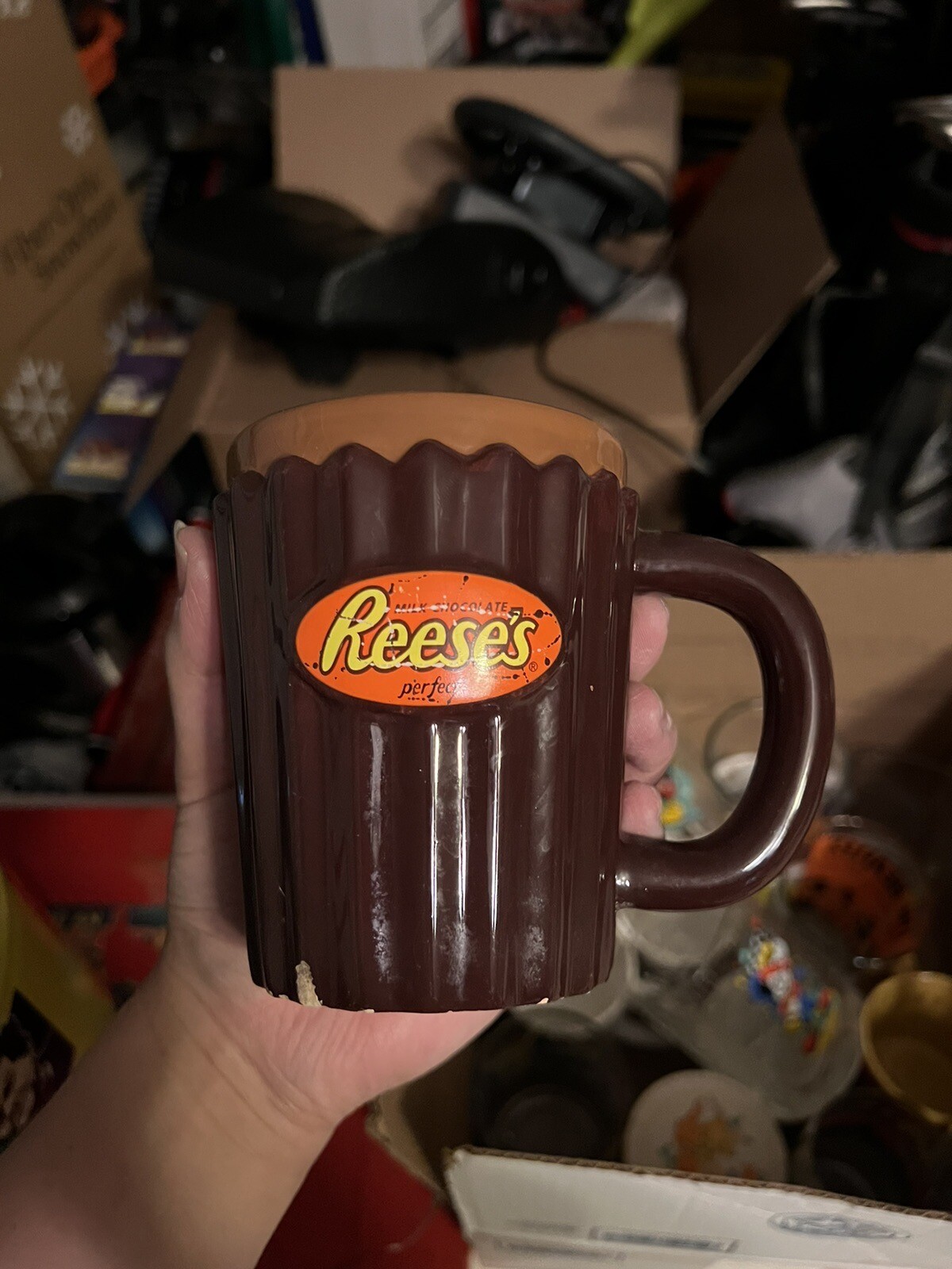 RARE "RIDGES" Reese's Peanut Butter Cup Coffee Mug Galerie Brown and ...