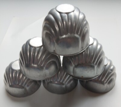 Vtg Aluminum Individual SEA SHELL Fluted Gelatin Molds Baking Tart Tins ...