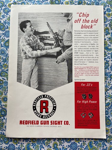 Vintage 1965 Redfield Gun Sight Print Ad Chip Off The Old Block Father ...