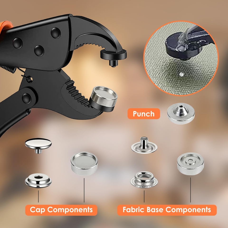 Snap Fastener Tool, Heavy Duty Snap Button Tool Kit, Adjustable Snap ...