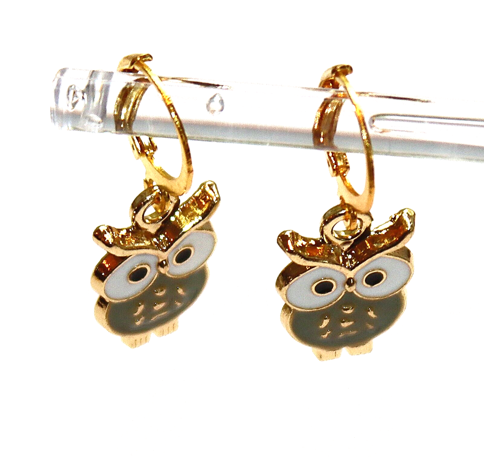 Earrings. Gold Tone Wise Owl Style. Hinge closure. | eBay