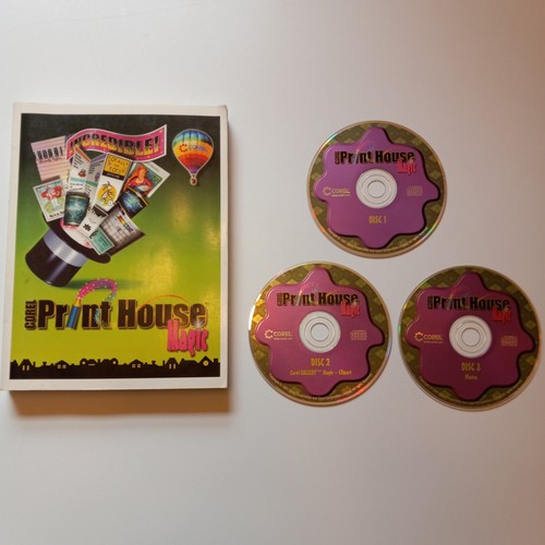 Corel Print House Magic 1997 Software 3 CD Set + Manual Clipart Windows ...
