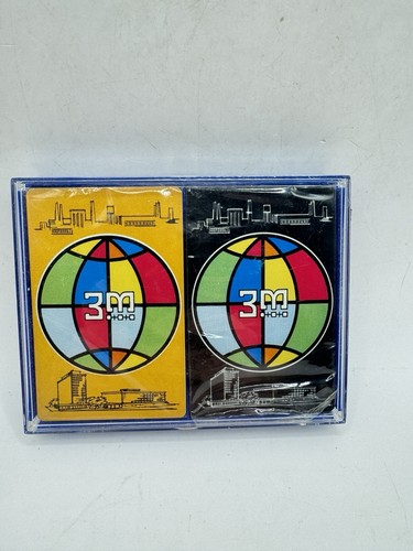 Vintage 3M Playing Cards Set of 2 Decks Globe Logo Made in USA w/ Case ...