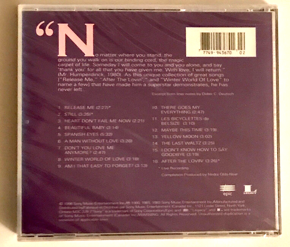 Englebert Humperdinck 16 Most Requested Songs CD 1996 The Last Waltz ...