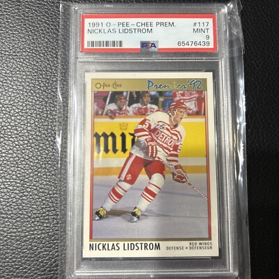 Nicklas Lidstrom #117 Rookie Card 1991 O-Pee-Chee Premier PSA 9 Red ...
