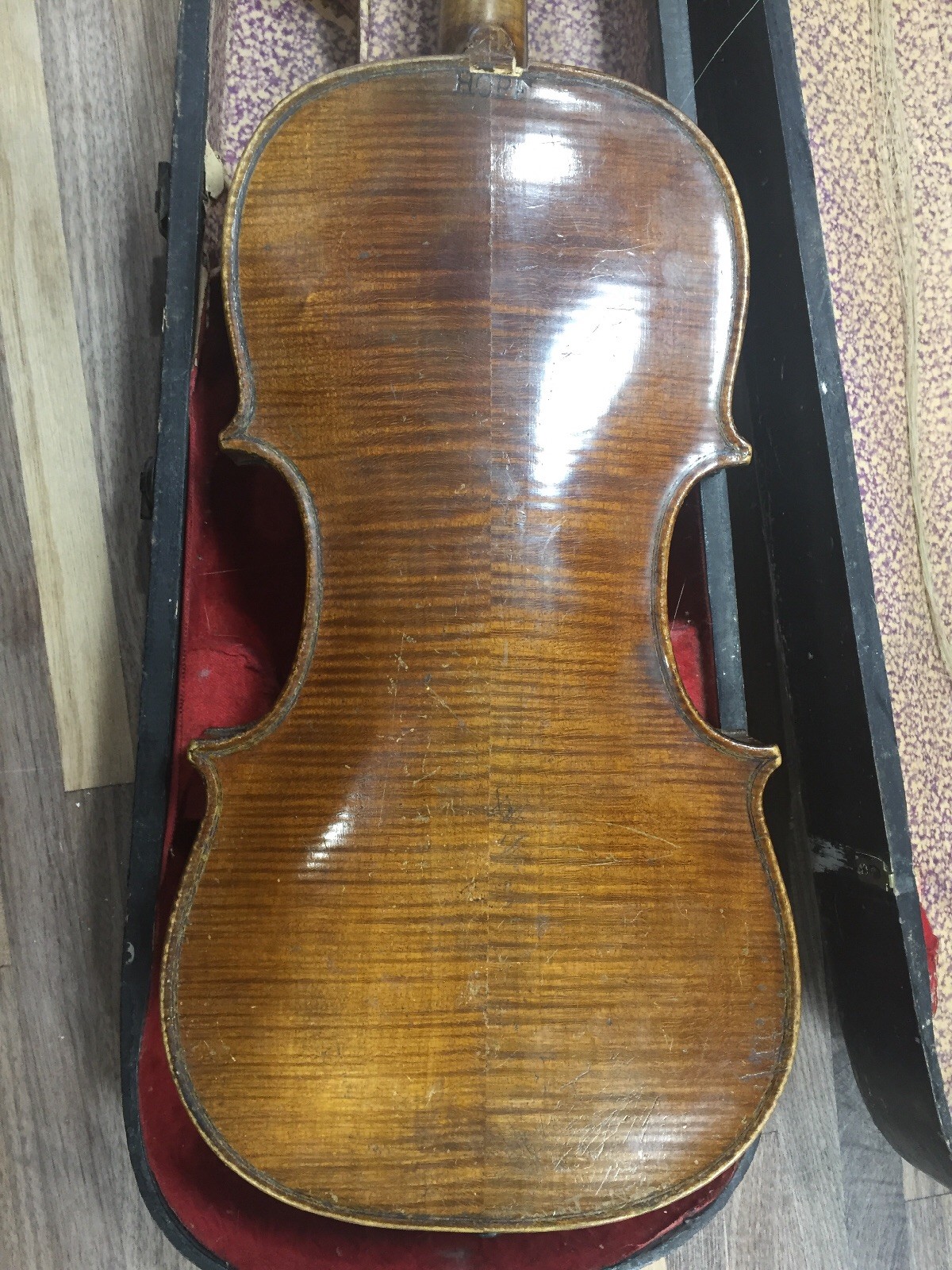 Old Antique Violin Hopf Full Size flower Perfling With Bow And Case | eBay