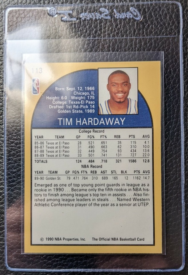 1990 HOOPS #113 TIM HARDAWAY ROOKIE CARD RC GOLDEN STATE WARRIORS HOF ...