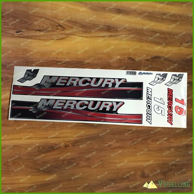 MERCURY Marine 15 HP Outboard Motor Red Silver Laminated Decals ...