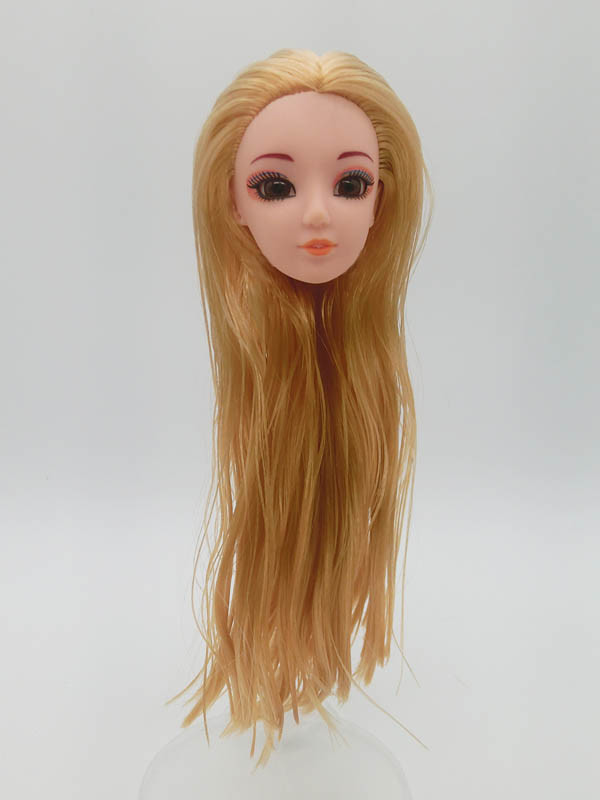 Doll Head with Golden Straight Long Hair Heads For 1/6 Princess Doll ...