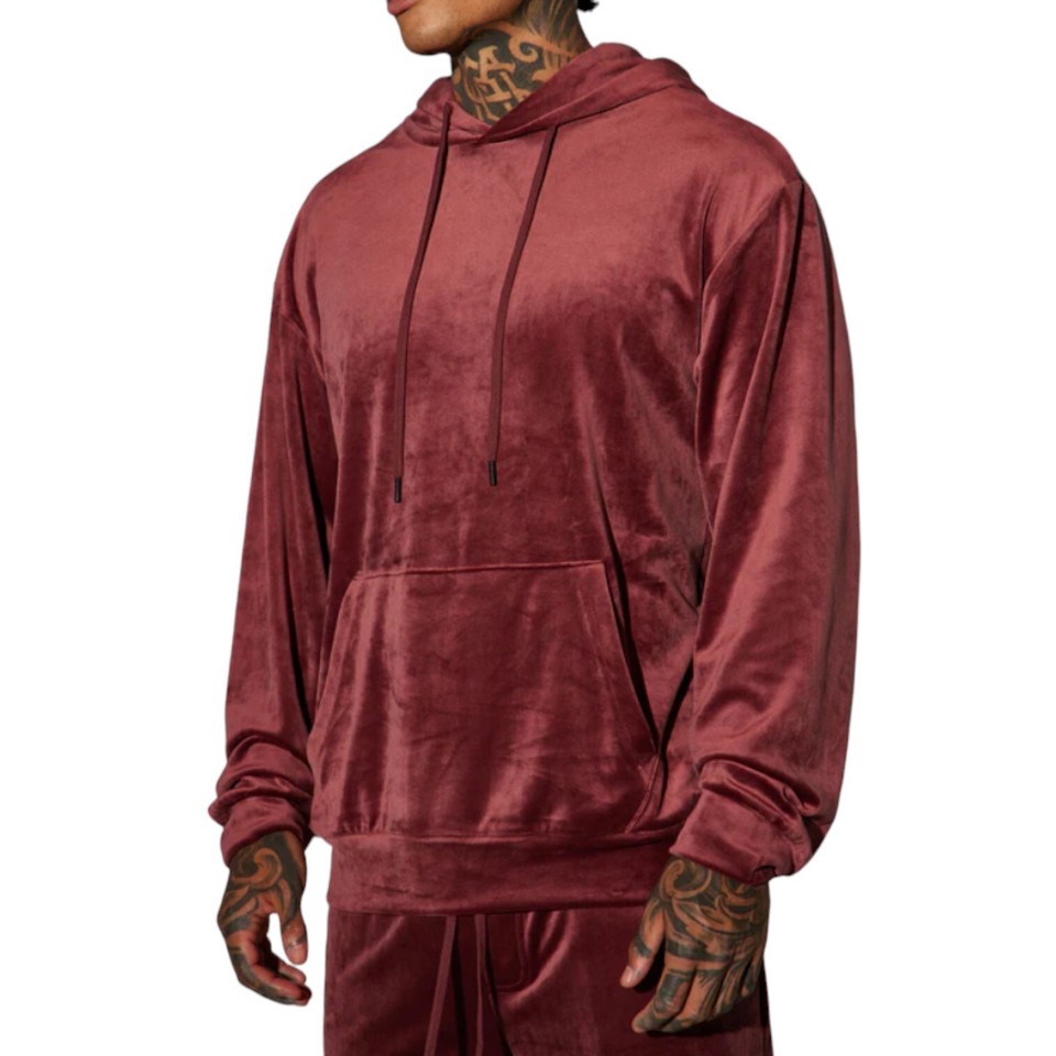 Mason Velour Pullover Hoodie Sweater Maroon Men's Size Large | eBay