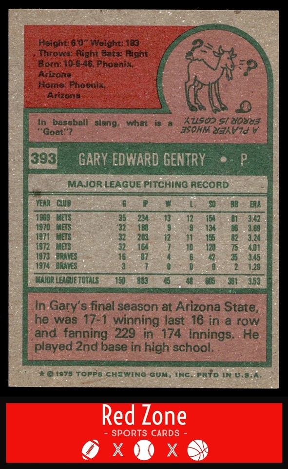 1975 Topps - #393 Gary Gentry EX+ | eBay