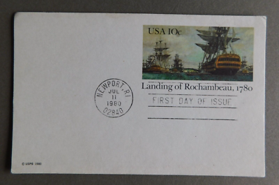 10 Cent 1980 postcard - Landing of Rochambeau, 1780 - First Day Issue ...