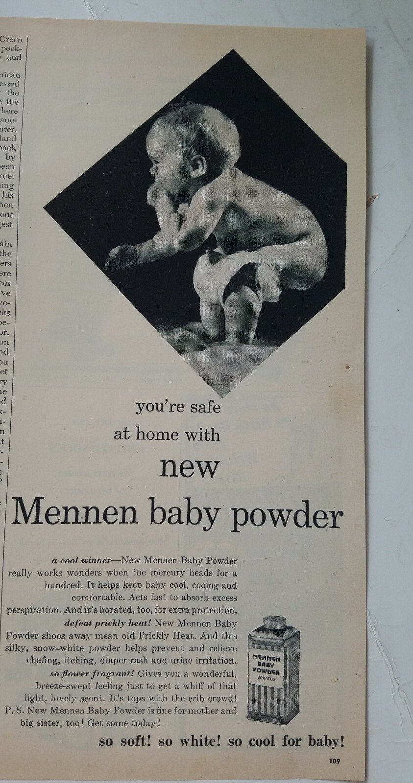 1948 Mennen baby powder nude child squatting diaper vintage original ad ...