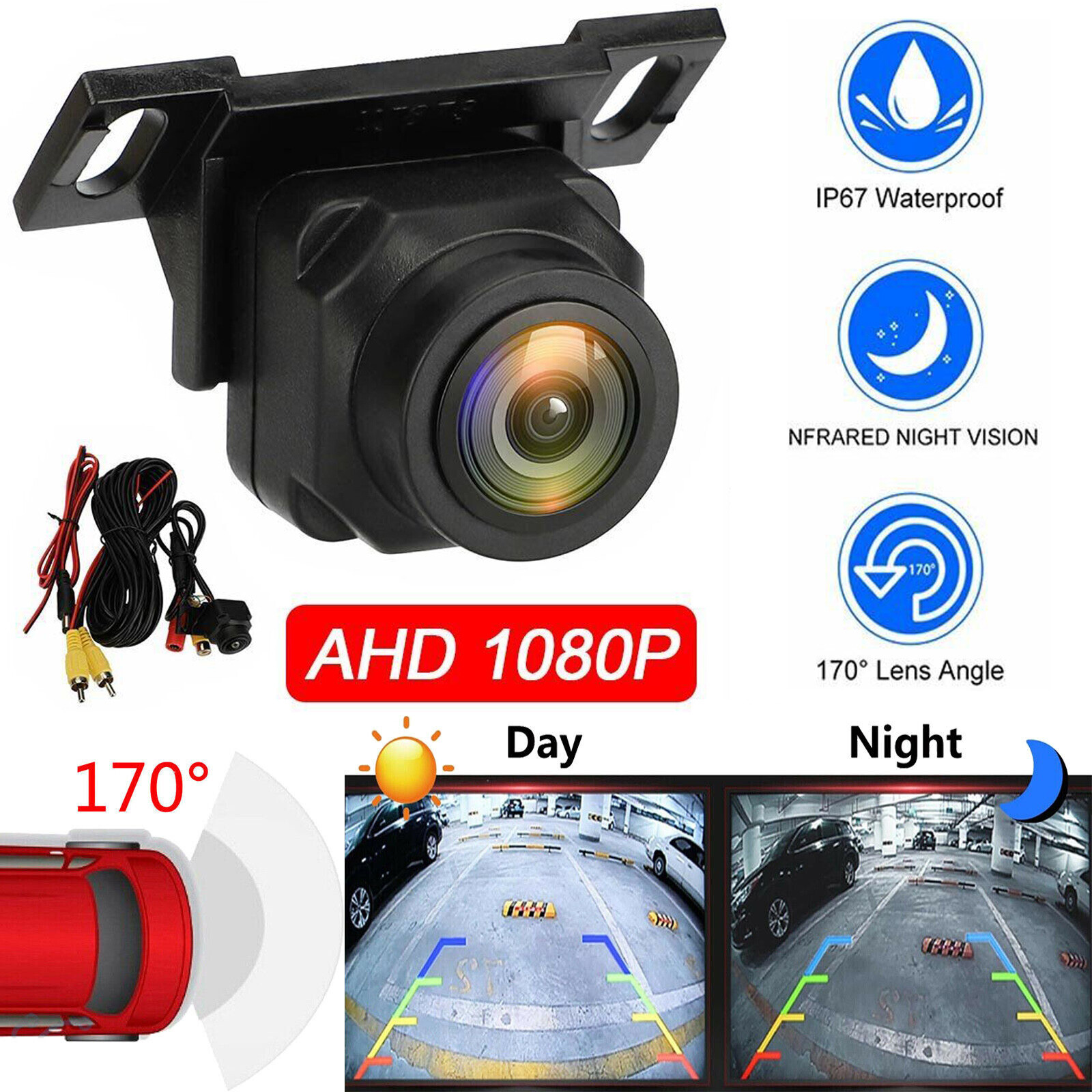 1080P Car Auto Rear View Reverse Backup Parking Camera Waterproof Night ...