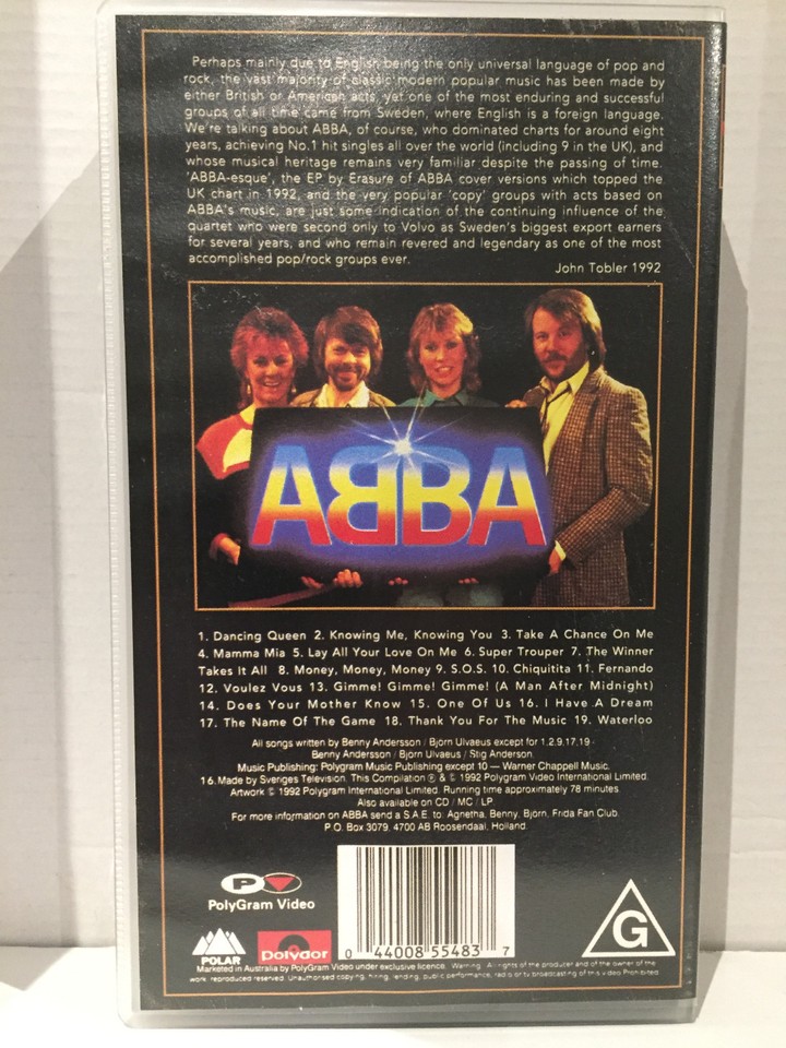 ABBA ~ GOLD ~ GREATEST HITS ~ AS NEW VHS VIDEO | eBay