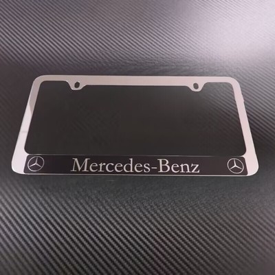 1X Silver Halo Chrome Metal License Plate Frame For Mercede-s Ben-z | eBay
