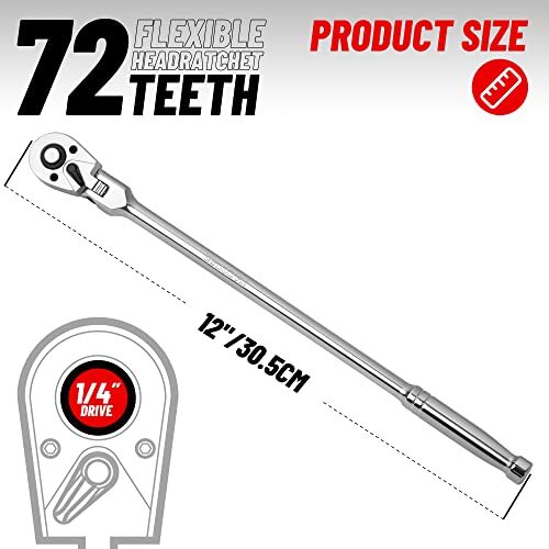 UYECOVE 1/4-Inch Drive Ratchet Flex Head Ratchet 1/4 Ratchet Long ...