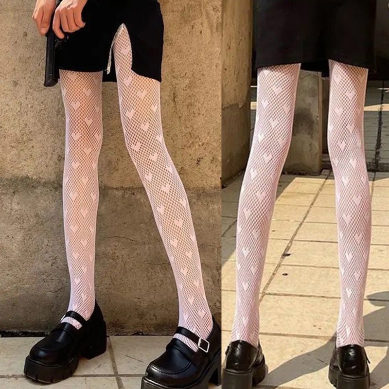 Women Sexy Lace Pantyhose Sweet Heart Pattern Tights Fishnet Stockings | eBay