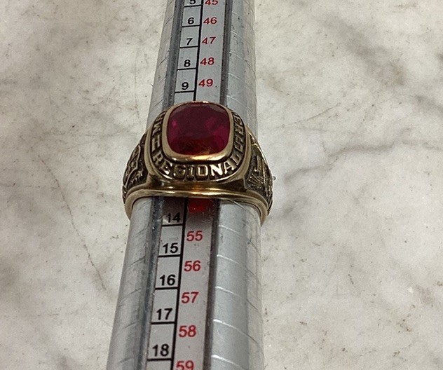 VTG 10K Gold Red Stone 1966 Manchester Regional High School Class Ring ...