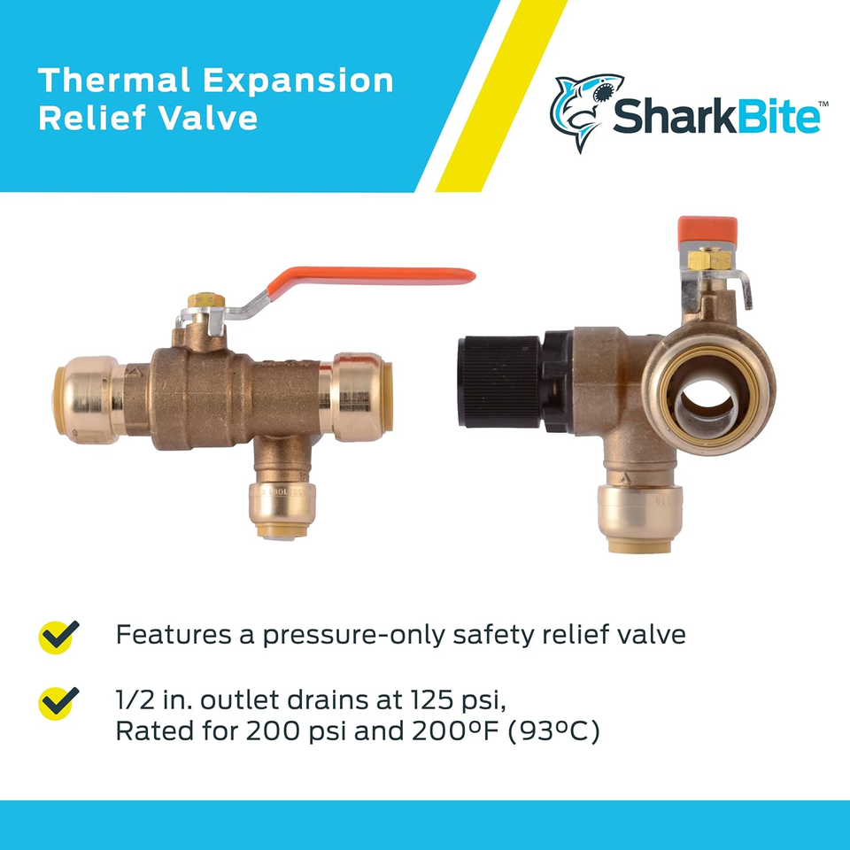 3/4 Inch Thermal Expansions Relief Ball Valve, Push to Connect Brass ...