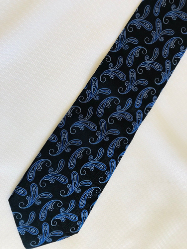 Burma Bibas Black Blue Silk Paisley Necktie Extra Long for Tall Men XL ...