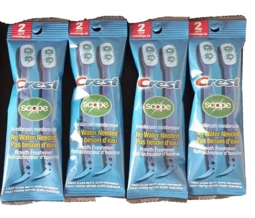 Crest Scope Mini Disposable Toothbrushes No water needed 4 four packs ...