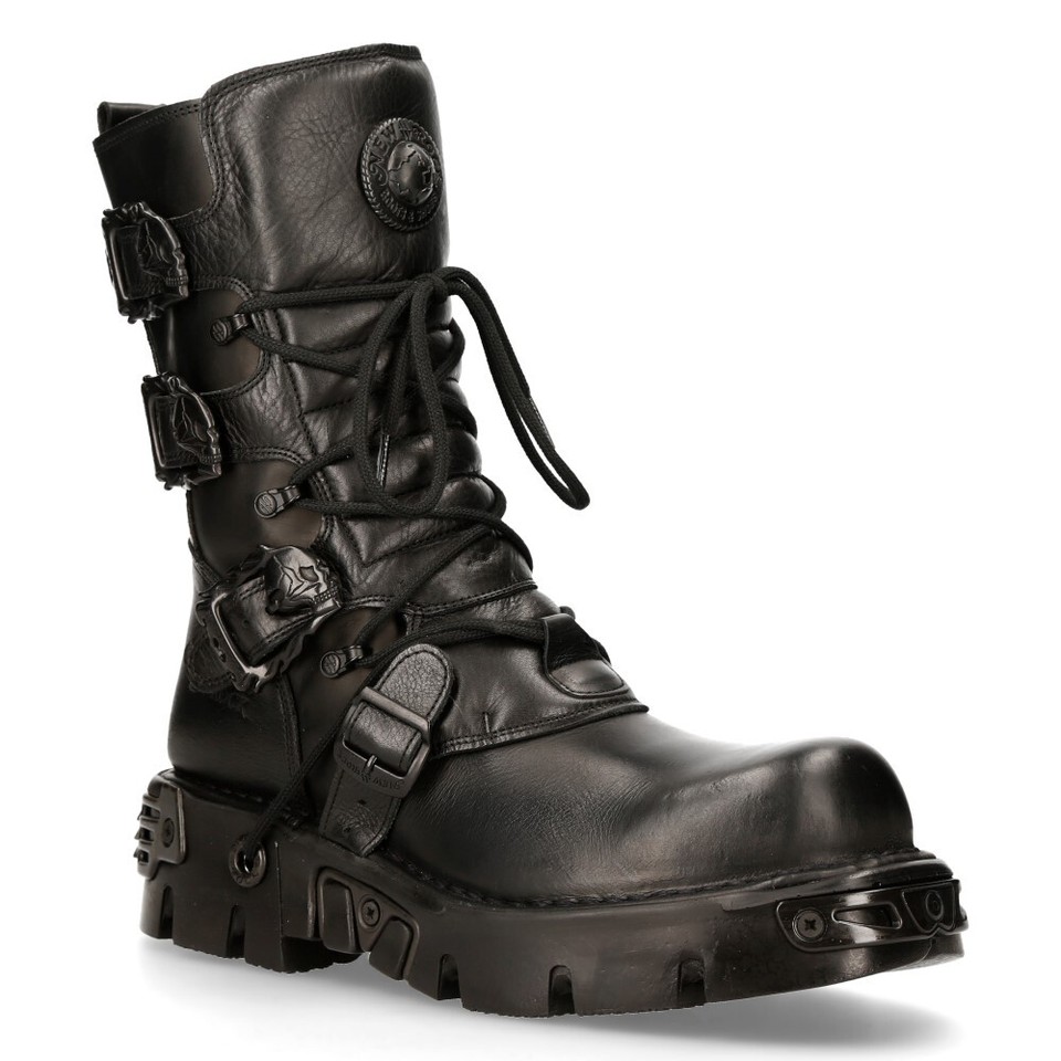 NewRock M.391-S18 Black Boots Metallic Reactor Punk Goth Rock Biker ...