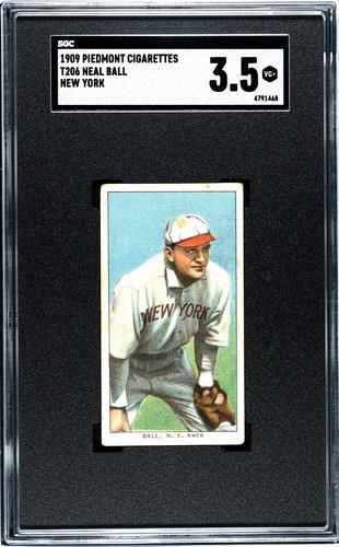 1909-11 T206 Neal Ball New York (AL) Piedmont 150/25 SGC 3.5 VG+ ...
