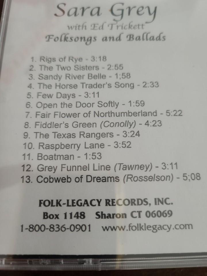 Sealed CD Folksongs & Ballads by Sara Grey & Ed Trickett 2002 | eBay