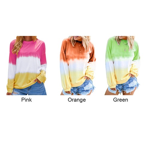 Gift Tie Dye Crewneck Sweatshirt For Women Loose Long Sleeve Pullover ...