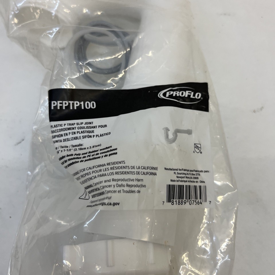 ProFlo Slip-Joint P-Trap Plastic 1-1/4" x 1-1/2" PFPTP100 | eBay
