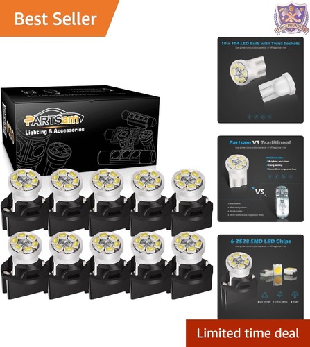 T10 LED Bulbs White 10-Pack Twist Lock 12V Dashboard Interior Lighting ...
