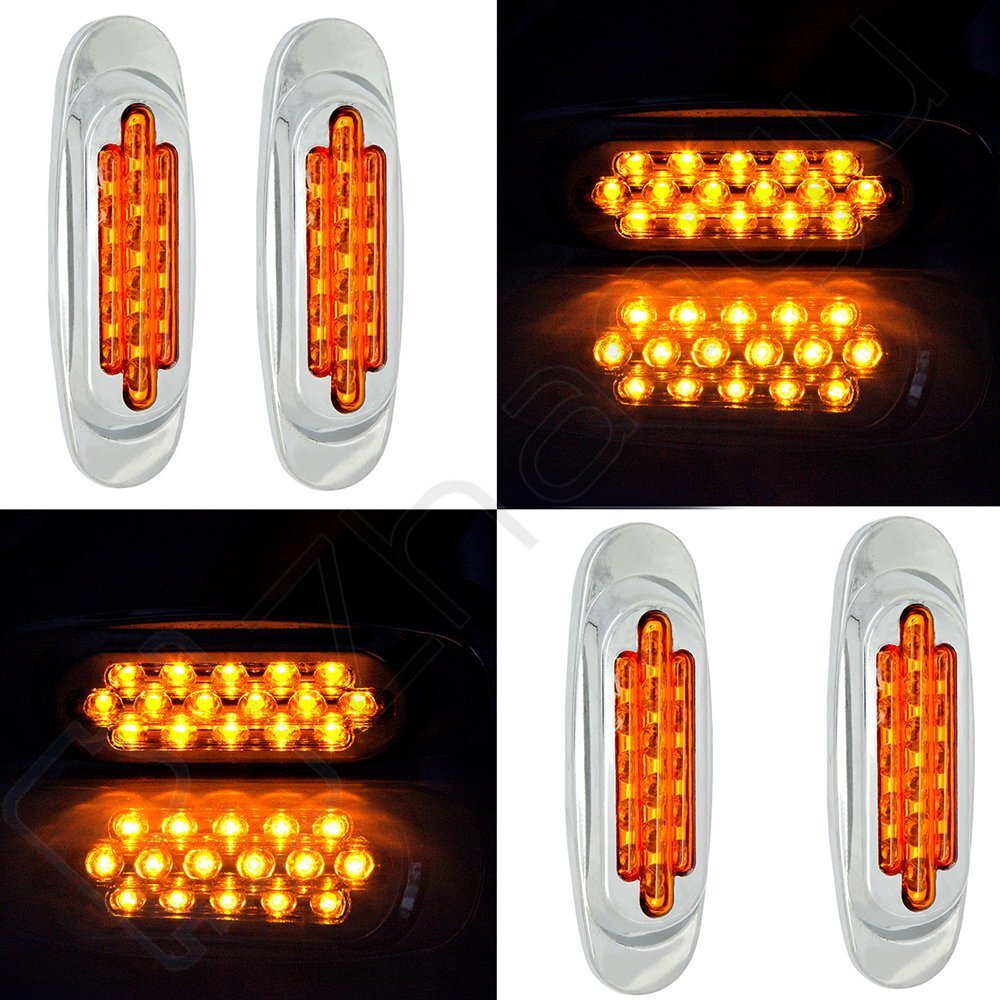 4X Yellow 12V Side Marker Lamp Truck Trailer Clearance Light Stop Brake ...