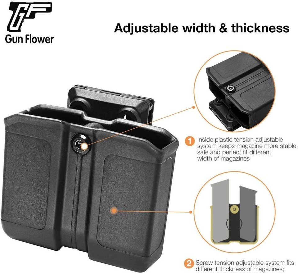 Universal OWB Double Magazine Pouch For 9mm/.40 Dual Stack Magazine ...