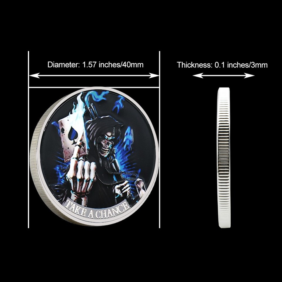 Poker Challenge Coin Take a Chance, All In Grim Reaper Card Guard ...