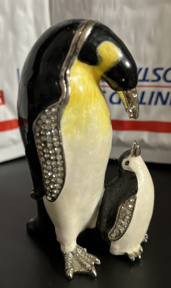 Emperor Penguin & Baby Trinket Box | eBay