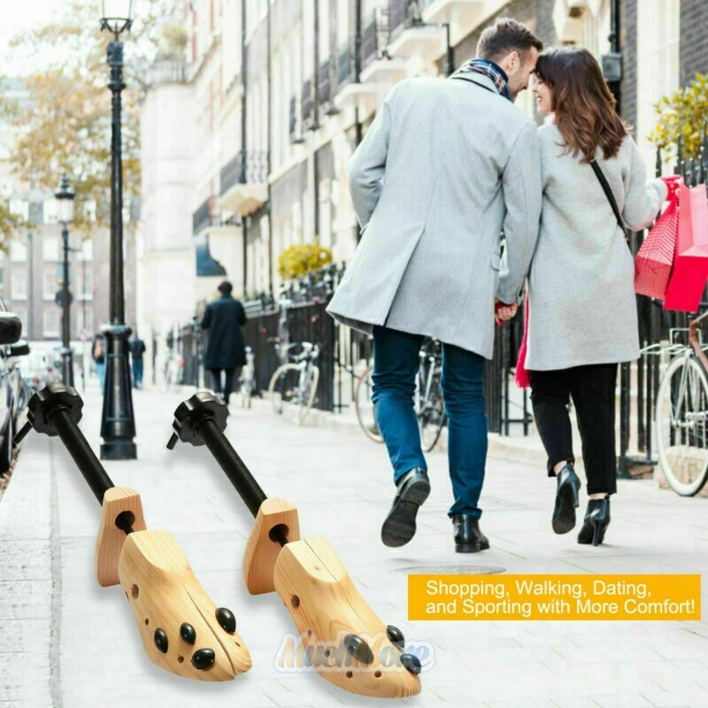 Pair of Adjustable 2-way Expander Wooden Shoe Stretcher for US Mens ...