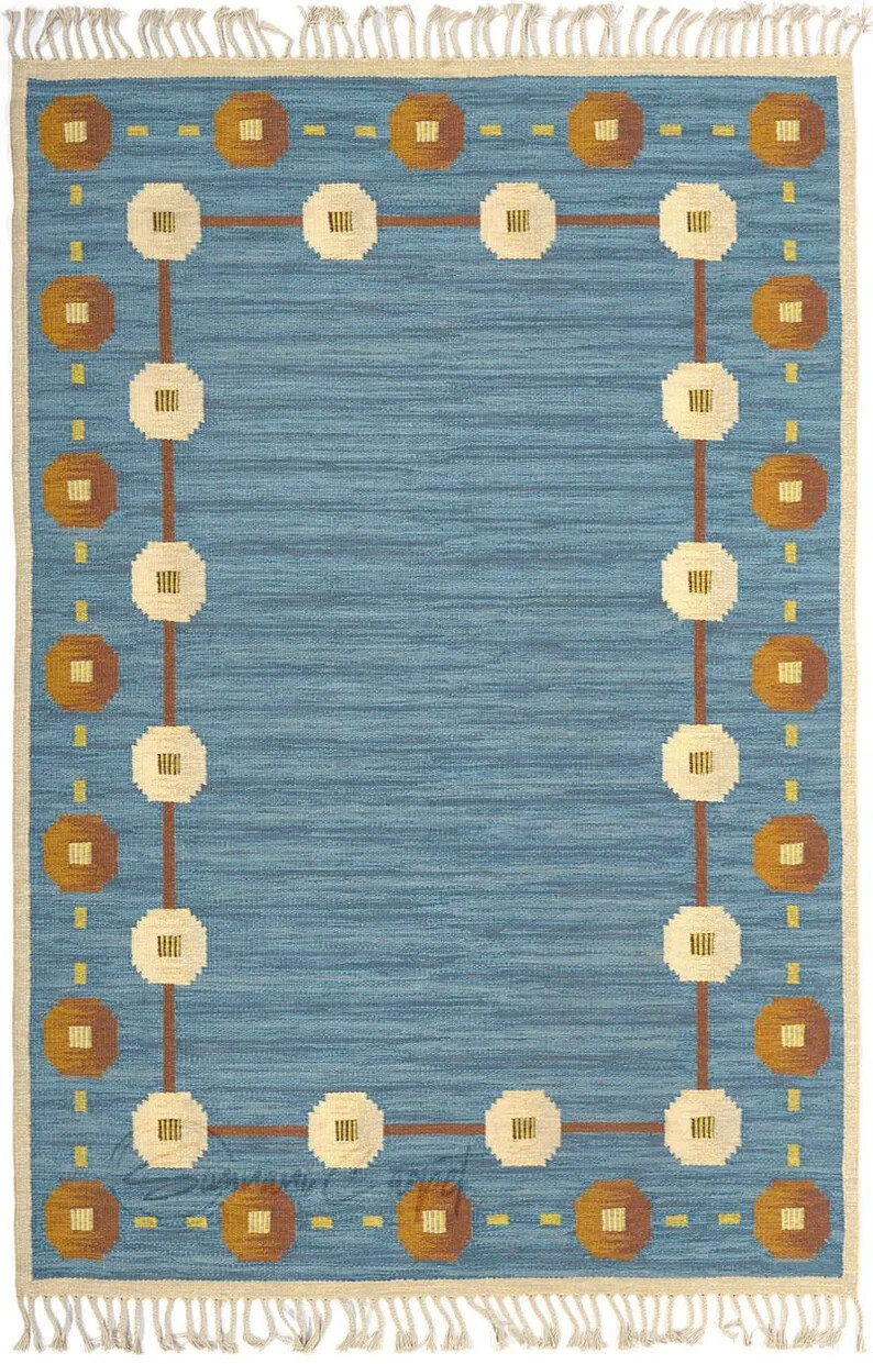 Helen Lindberg Mid-century Swedish flatweave rug, Scandinavian wool ...